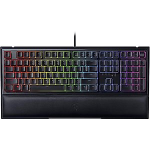 Razer Ornata V2 Gaming Keyboard: Hybrid Mechanical Key Switches - Customizable Chroma RGB Lighting - Individually Backlit Keys - Detachable Plush Wrist Rest - Programmable Macros (Renewed)