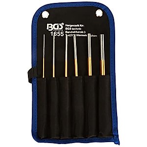 BGS 1655 Pin Punch Set, Gold/Silver/Black, 3-10 x 200 mm, 6-Piece