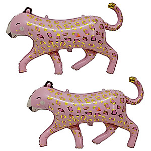 2PCS pink cheetah birthday decorations Leopard Foil Balloons jungle safari animal balloons print party decorations Mylar Balloon For Jungle Safari Theme Kids Baby Shower Birthday Party Decorations