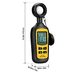 Light Meter Digital Illuminance Meter Handheld Ambient Temperature Measurer with Range up to 200,000 Lux Luxmeter with 4 Digit Color LCD Screen
