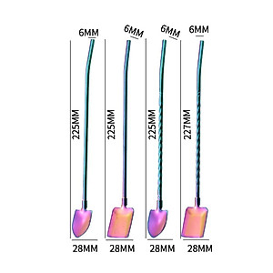 Drinking Spoon Straws Stainless Steel Spoon Straws Reusable Metal Cocktail Spoons Straws For Milkshake, Smoothies(twisted square,gold)