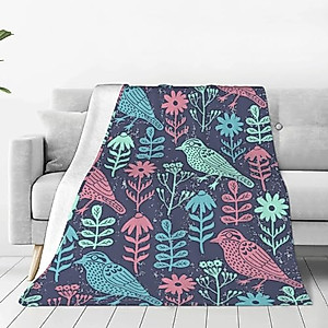 Bird-Blanket Super Soft Throw Blanket for Couch Bed Sofa Cozy Flannel Fuzzy Blanket Plush Throw Blankets for Women Men Gifts Travel Blanket for All Seasons, 50"x40"