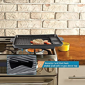 Sanbege BBQ Grill Pan with Nonstick Maifan Stone Coating and Oil Drain, 12.2" Smokeless Griddle Plate for Gas Stove, Indoor or Outdoor Open Flame Grilling (Rectangular)