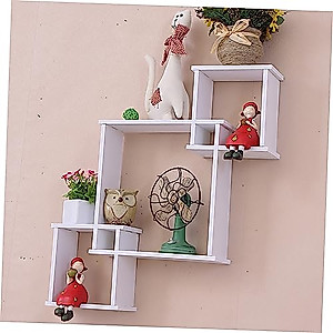 Amosfun Wall Storage Rack Storage Shelves Wall Storage Shelf Home Storage Shelf Home Storage Shelf Wall Decor Wooden White