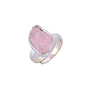 Naturl Rose Quartz Ring, Rough Gemstone Ring, 925 Sterling Silver Ring, Handmade Ring, Gemstone Ring, Gift for Women, Fashion Jewelry, Raw Rose Quartz Ring, Rough Ring, Adjustable Ring