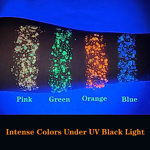 MEICOLY Glow in The Dark Body Face Glitter Gel,Luminous Halloween Sequins Chunky Glitter, Self-Adhesive Neon UV Blacklight Glitter for Body,Green