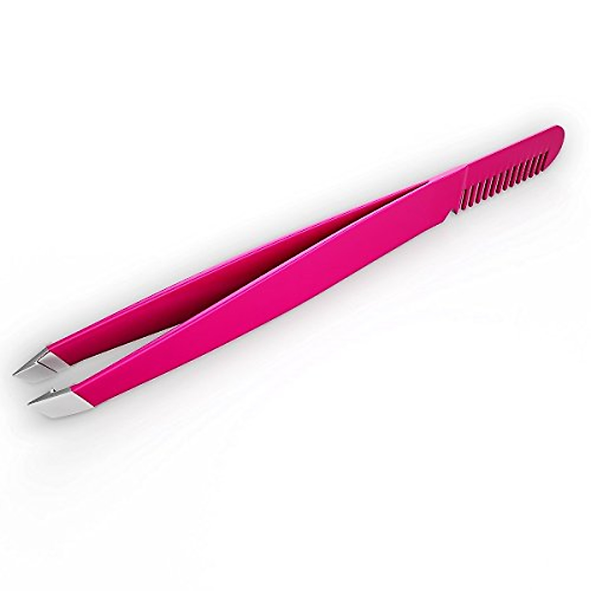 Amaok Eyebrow Tweezer with Comb - Slant Tip, Bright Pink - BOGO SALE Offer - Details Below.