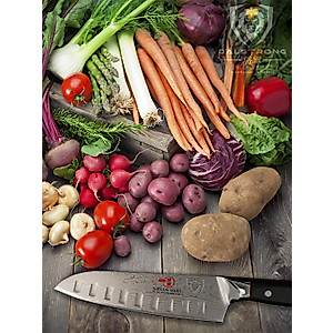 Dalstrong Santoku Knife - 7 inch - Shogun Series - Damascus - Japanese AUS-10V Super Steel 67 Layers - Black G10 Handle - Vegetable Knife - Vacuum Treated - Kitchen Knife - Sheath Included