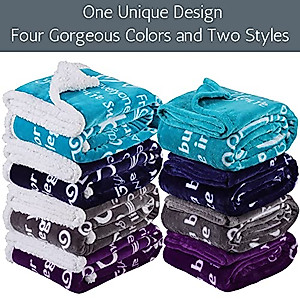 FILO ESTILO Funny Best Friend Blanket, Best Friend Mothers Day or Birthday Gifts for Women, Female, Bestie Blanket with Fun Quotes, Unique Friendship Presents, 60x50 Inches (Grey, Sherpa)