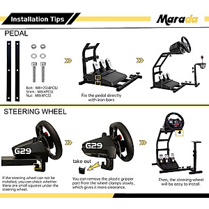 Marada Compact Racing Steering Wheel Stand with V2 Simulator Support Fits for Logitech/Thrustmaster/PXN G27 G29 G920 G923 T248 T300RS GT R5 Sim Stand Without Wheel, Pedal (Only Stand)