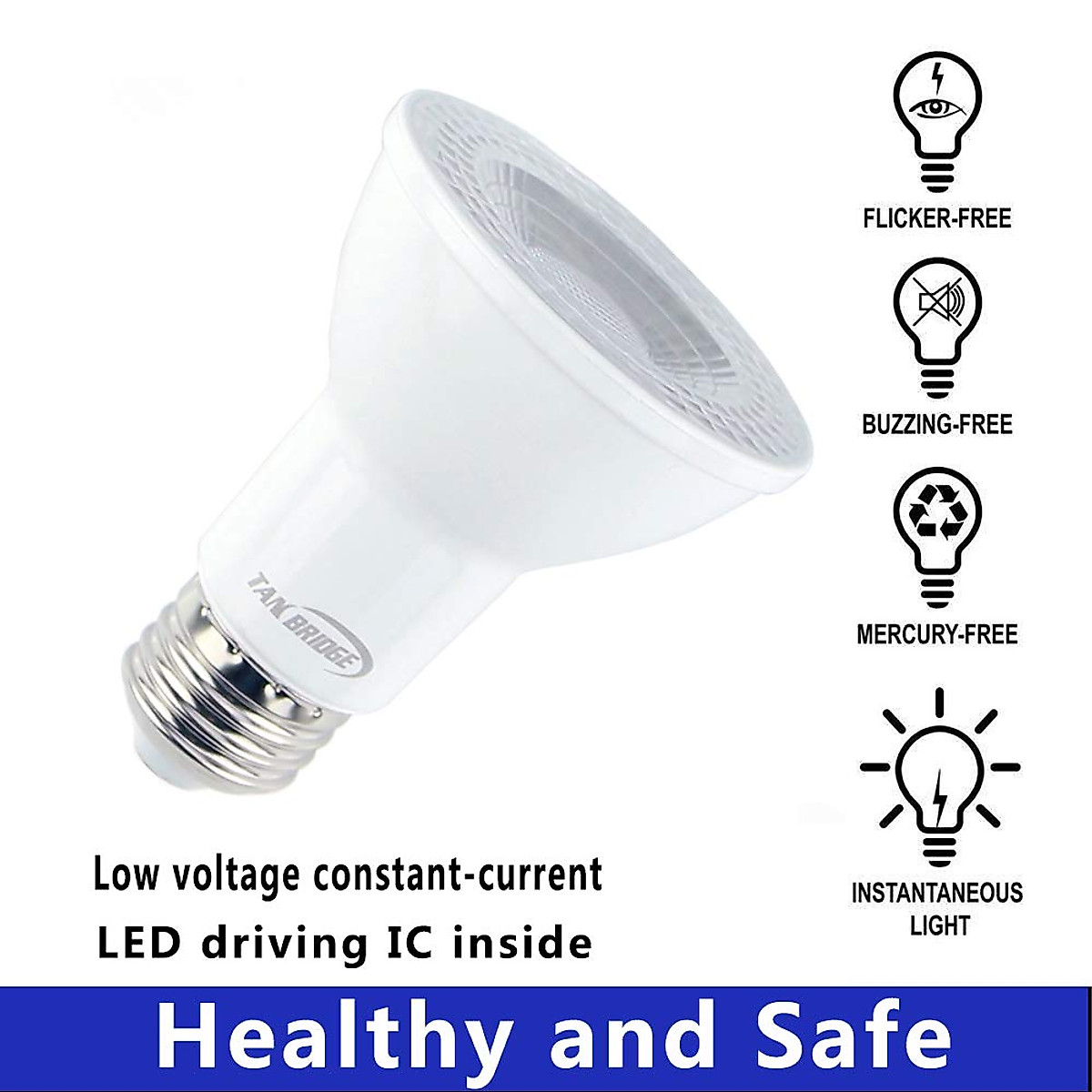 Par20 Bright Led Light Bulbs 5000k Natural Daylight Dimmable, E26 Led Bulb 9w (90watt Equivalent) Recessed Lighting, Outdoor Led Flood Light Bulbs Indoor, Energy Saving Light Bulbs Efficient (6 Pack)