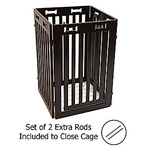 Arf Pets Freestanding Dog Gate with Door, 4 Panel 360° configurable Wooden Fence, 80" Wide, 31.5" Tall, Foldable, Set of Foot Supporters Included, for The House - Indoor Use