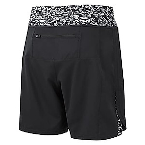 Ronhill Womens Life 7" Unlined Short, Black/Mono Mushroom, 8