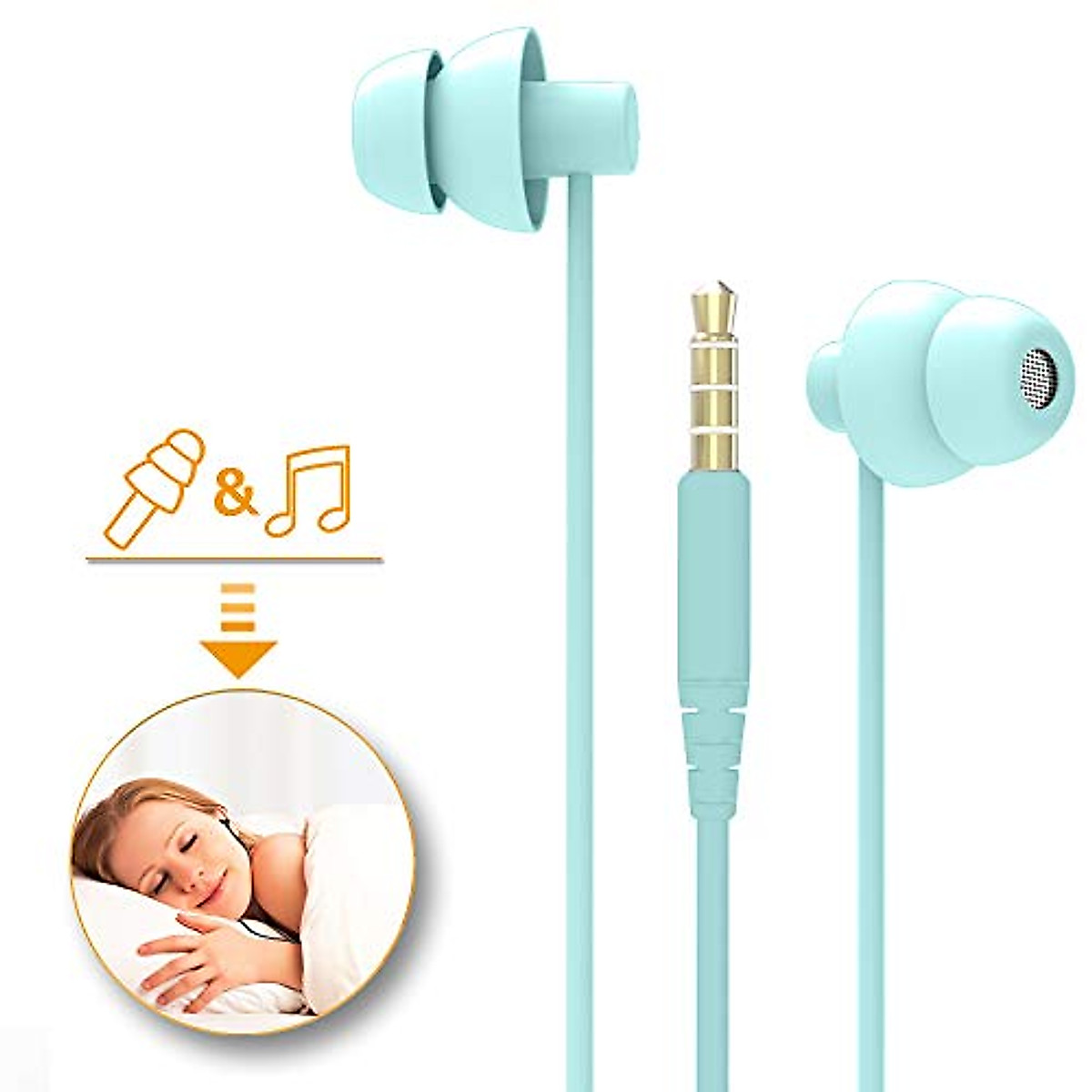 Sleep Soundproof Earbuds Headphones, Noise Isolating Soft Earbuds for Sleeping, Nighttime, Insomnia, Side Sleeper, Snoring, Travel, Meditation & Relaxation (Light Green)