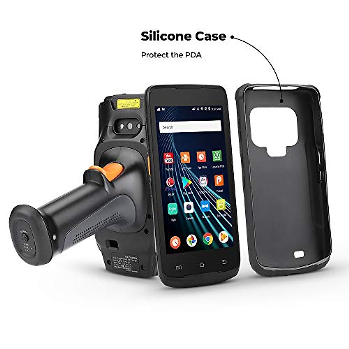 MUNBYN Android Barcode Scanner Pistol Grip Handheld Mobile Computer, 2D QR PDF417 Zebra 4710 Scanner, 4+64B Memory Qualcomm CPU, Wi-Fi, NFC 4G, IP67 Rugged Data Collector Warehouse for Enterprise WMS