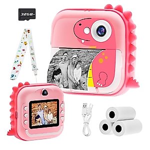Mini Kids Digital Instant Print Camera with SD Card,Cheap Children’s Video Toddler Camera Toys Age 3-14,Birthday for 3 4 5 6 7 8 9 10 11 13 14 Year Old Girls Boys (Pink)