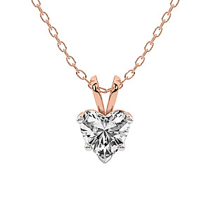 FRIENDLY DIAMONDS Diamond Pendant Necklace For Women | 1 Carat IGI Certified Heart Shape Lab Grown Diamond | Quartze Split Bail Solitaire Lab Diamond Pendant In 14K Rose Gold | FG-VS1-VS2 Quality