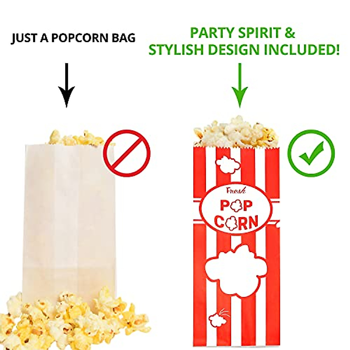 CUSINIUM 1oz Paper Popcorn Bags (150-pack) - Carnival Theme - Customizable