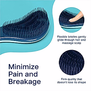 Crave Naturals Glide Thru Detangling Hair Brush for Adults & Kids Hair - Detangler Brush for Natural, Curly, Straight, Wet or Dry Hair - Hairbrush for Men & Women - 1 Pack - Turquoise