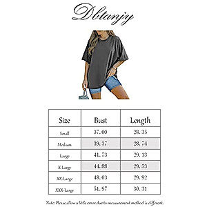 Dbtanjy Women's Short Sleeve Oversized T Shirts Crew Neck Casual Loose Summer Tops (V-Grey,Small,Small)