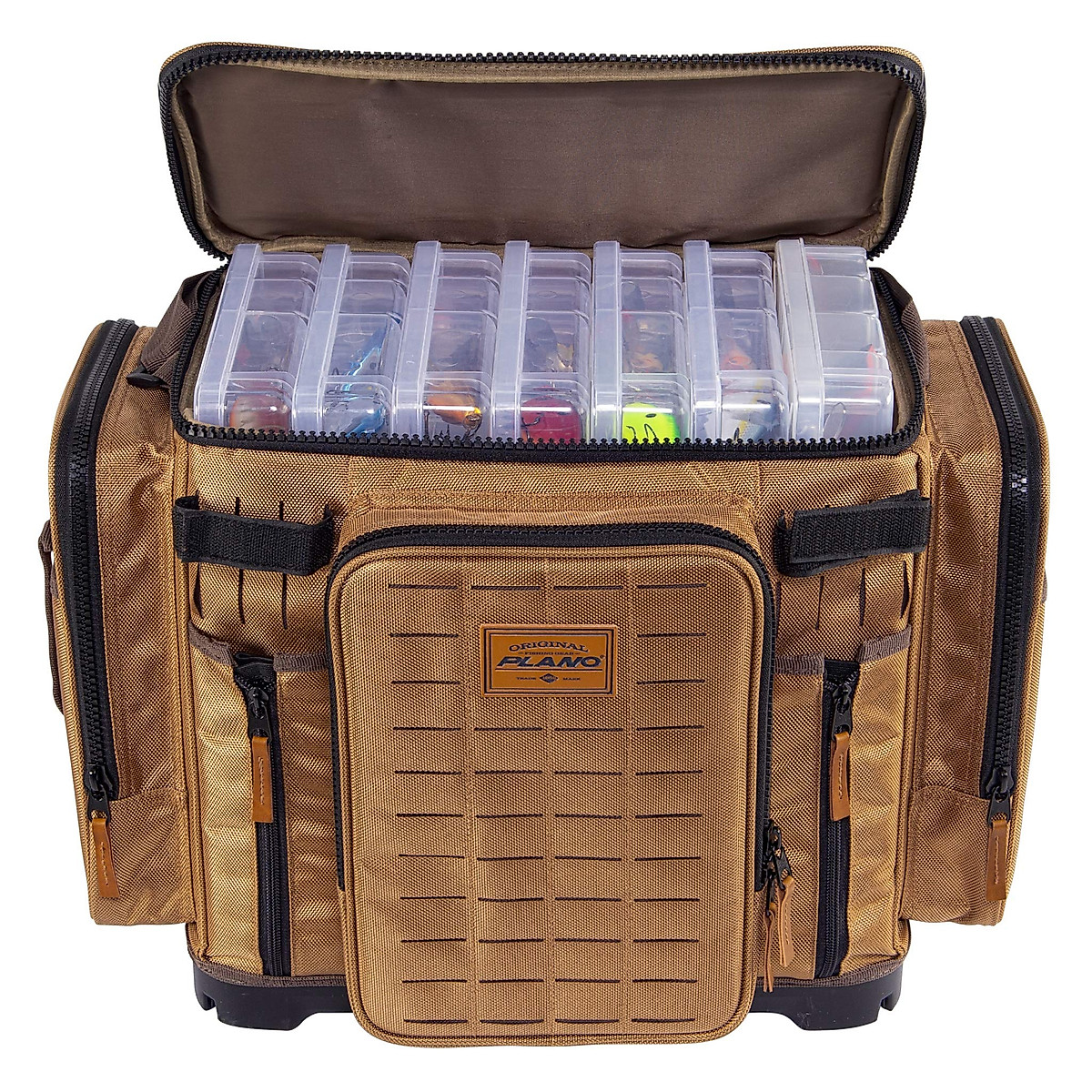 Plano Guide Series 3700 XL Tackle Bag, Beige 1680 Denier Fabric with Waterproof Base & Flambeau Outdoors 4510 Super Half Satchel Soft Bait Organizer