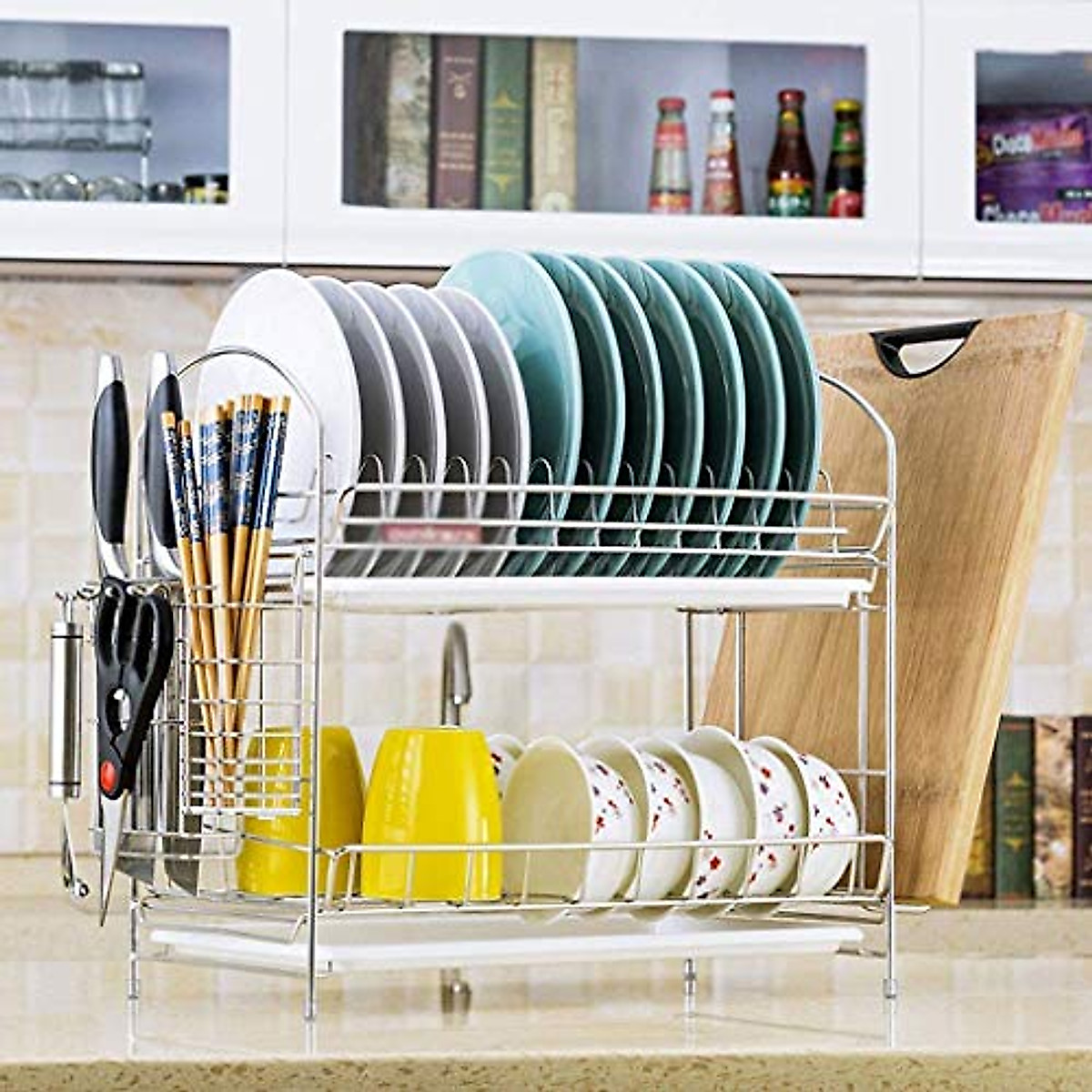 SDGH Stainless Steel Dish Rack - Double-Layer Multi-Function Dish Rack Drain Rack