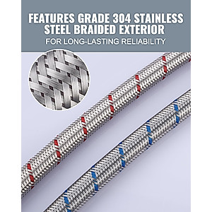 ALEASHA 72” Length Faucet Supply Lines,Flexible Faucet Hose Connector 3/8" to 3/8" Female Compression Thread Stainless Steel Braided Bathroom Kitchen Faucet Extension Water Supply Line,2Pcs