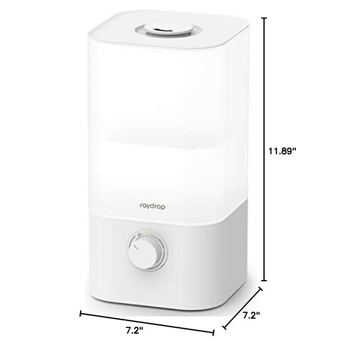 raydrop Cool Mist Humidifier Diffuser, 2.5L Essential Oil Diffuser, Top Fill Humidifier for Bedroom, Home and Office, Baby Humidifier with Adjustable Mist Output, Dial Knob, Auto Shut Off (White)