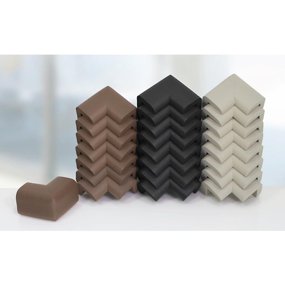KidKusion Corner Cushion | Made in USA | Brown | 8 Pack | Furniture and Corner Protector
