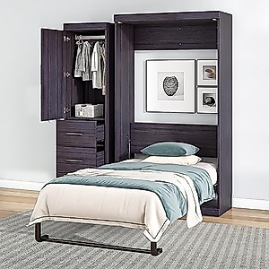 Tatub Murphy Bed Twin Size, Murphy Bed Cabinet Bed, Wall Bed with Wardrobe and Drawers, Murphy Cube, Hide a Bed on a Cabinet, Space Saving, No Box Spring Required