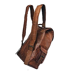 DHK 24'' Genuine Leather Vintage Handmade Casual Day-pack Cross body Messenger Laptop Backpack Travel Rucksack