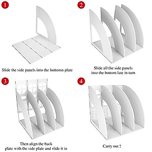 SAYEEC Magazine Holder Plastic File Sorter Binder Holder for Desk Folder Organizer Stand Book Shelf Dividers Vertical Filling Storage Rack Desktop Bookshelf Display Box for Office School Home (Grey)