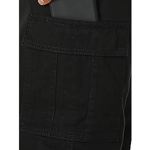 Wrangler Authentics Men's Big & Tall Relaxed Fit Cargo Pant (Logan), Black Twill, 44W x 30L