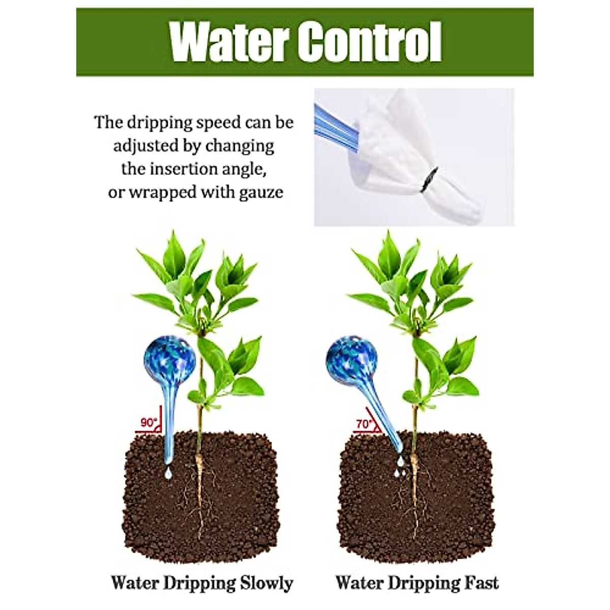 Lorvain Automatic Plant Watering Globes, 4pcs Self Watering Spikes Planter Insert, Automatic Plant Waterer System Devices, Watering Drip Irrigation Equipment Water Bulbs for Indoor Outdoor Plants