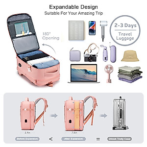 COSCOOA Expandable Travel Backpack for Men Women 15.7x7.8x9.8 Inch 20L Flight Approved Carry On Backpack Small Luggage Backpack, 15.6 Inch Laptop Business Daypack Weekender Bag