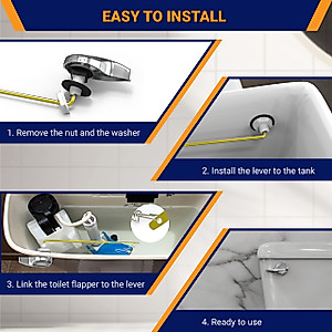 Universal Toilet Handle Lever Replacement - Toilet Flusher Replacement, Side Mount Toilet Tank Lever Fits Most Toilet Tanks - Efficient and Easy to Install Toilet Handle Replacement - Chrome Polished