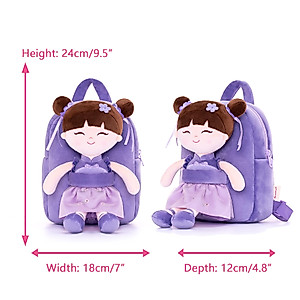 Gloveleya Kids Backpack Toddler Backpack Soft Plush Asian Girl Doll Backpacks Purple 9"