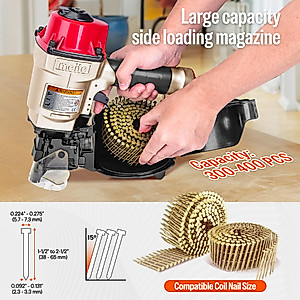 meite CN55 Pneumatic Coil Siding Nailer 15 Degree 1-Inch to 2-1/4-Inch Industrial Coil Nailer