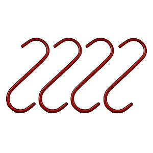 NX Garden 12pcs Utility Hook Red Coated S Shape Hooks for Kitchenware Pots Utensils Clothes Bags Towels