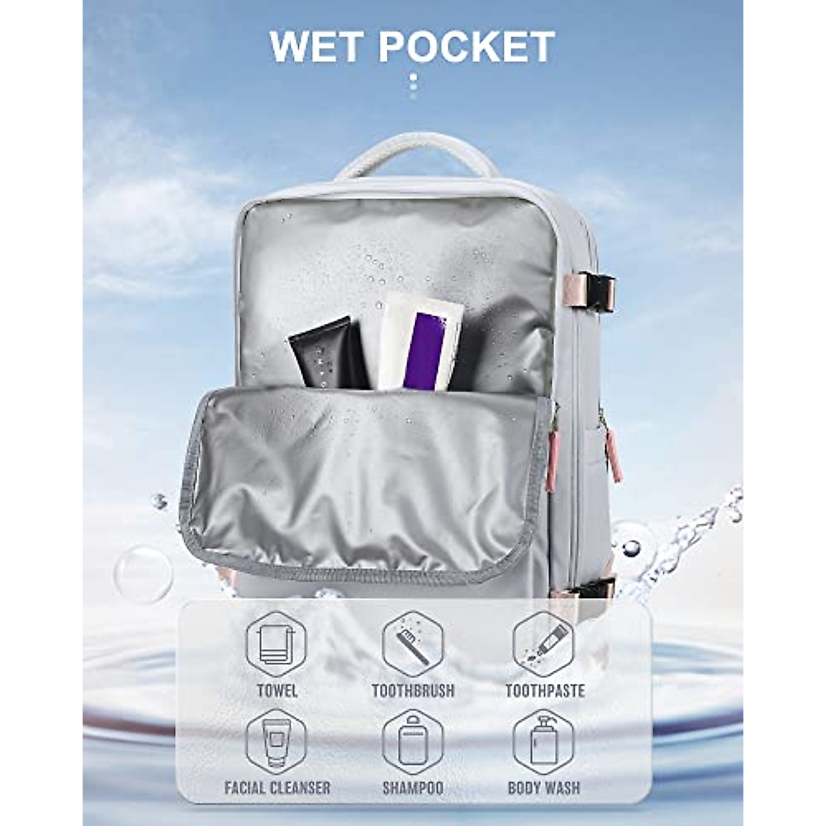 bergsalz Travel Backpack Essentials For Women Men Grey Airline Approved Personal Item Travel Bag Carry On Bag Gym Waterproof Backpack Purse College Laptop Bag