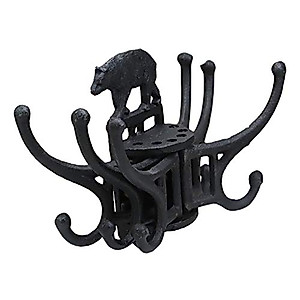 Ebros Cast Iron Rustic Forest Black Bear Free Spinning Movable Hanging Wall Hooks 9" Wide Western Bears Themed Mount Hook for Coats Hats Keys Leashes Backpacks Cabin Lodge Country Accent Decor