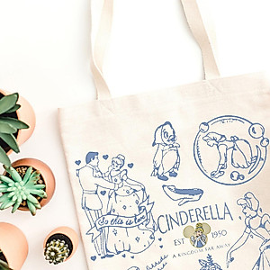 WCGXKO Fairytale Movie Inspired Gift For Daughter Movie Fans Gift Princess Canvas Tote Bag Reusable Bag Shopping Bag (CIND EST tote)