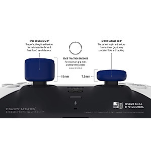 Raised Thumb Grips (8pc) for PlayStation 5 Dualsense by Foamy Lizard – Sweat Free 100% Silicone Precision Antislip Rubber Analog Stick Grips Compatible with PS5, PS4, Stadia & Switch Pro (Blue)