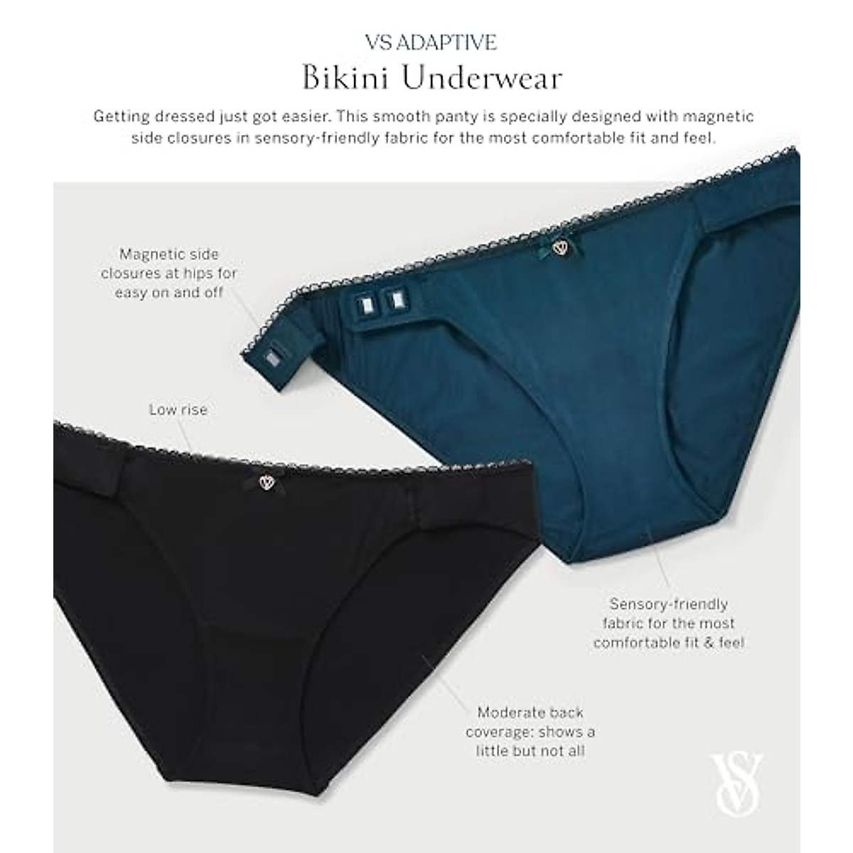 Victoria's Secret Women's Adaptive Bikini Underwear, Magnetic Closure, Panties for Women, Purest Pink, XL