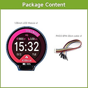 Waveshare 1.28inch Round LCD Display Module 65K RGB Colors 240×240 Resolution with SPI Interface Embedded GC9A01 Driver, Raspberry Pi 5/4B/3B/Zero/Zero W/Zero 2W/Pico/Pico W/Pico WH