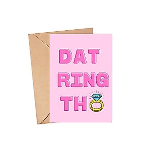 H2TDesigns Dat Ring Tho Card - Funny Engagement Card - Funny Wedding Cards - Engagement Gift - Bridal Shower Gift - Just Married - Just Engaged - Gift For Bride - Blank Inside