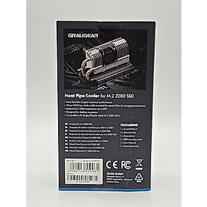 GRAUGEAR M.2 2280 SSD Heatsink, Direct-Touch Heat of Dual Copper Heat Pipes, 25 mm Cooling Fan Built-in PWM Control, Aluminum Plate-Fin Design, Thermal Pads incl. Cooler for M.2 NVMe/SATA[G-M2HP04-F]
