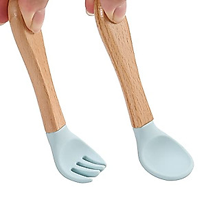 Silione Baby Feeding Set Including Baby Suction Plate/Todder Plates For Self Feeding Training With Divided Design/Soft spoon/Fork/Adjustable Bib Toddler Dish Kit(Grey C)