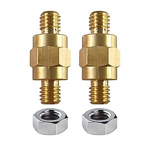 3/8"-16 Brass Stud Side Post Battery Terminal Bolt, Ampper Standard Battery Side Post Extender Stud Compatible with GM Post, Pack of 2