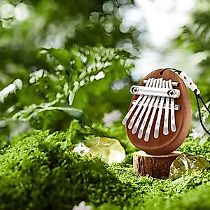 Kalimba Thumb Piano, Potable 8 Keys Mbira Finger Piano Musical Instruments Gift for Kid Adult Beginners Professional (Oval)